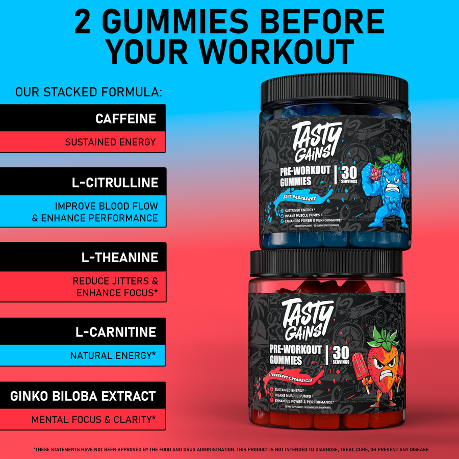 Tasty Gains Pre-Workout Gummies