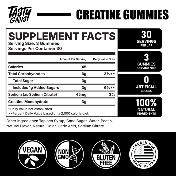 Tasty Gains Creatine Infused Gummies - 90g
